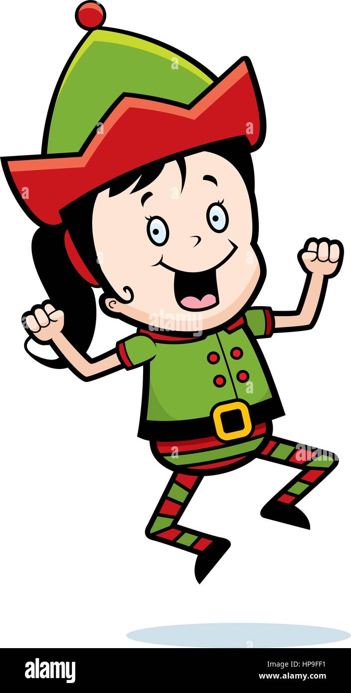 A happy cartoon Christmas elf jumping and smiling Stock Vector Image ...
