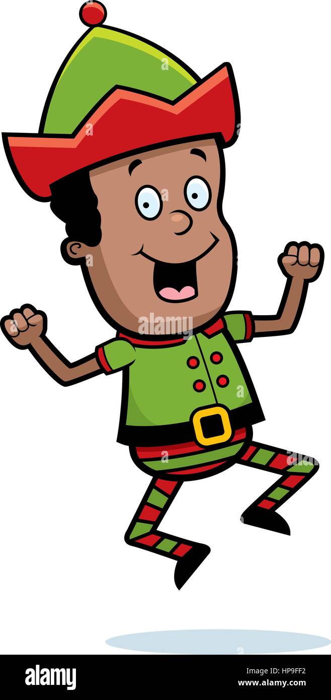 A happy cartoon Christmas elf jumping and smiling Stock Vector Image ...
