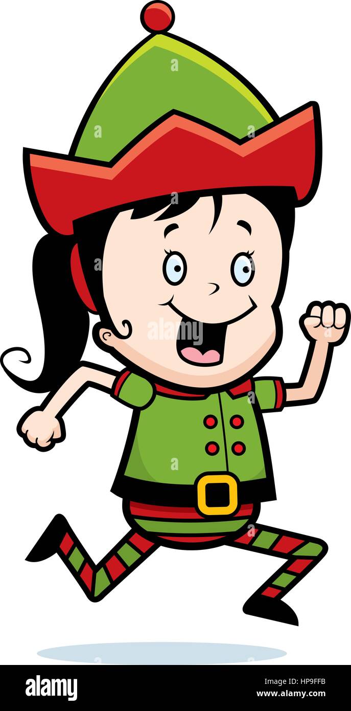 A happy cartoon Christmas elf running and smiling Stock Vector Image ...