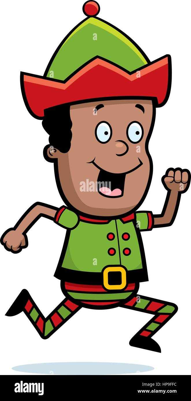 A happy cartoon Christmas elf running and smiling Stock Vector Image ...
