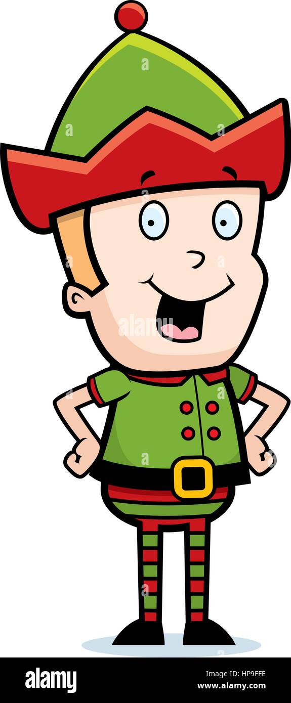 A happy cartoon Christmas elf standing and smiling Stock Vector Image ...