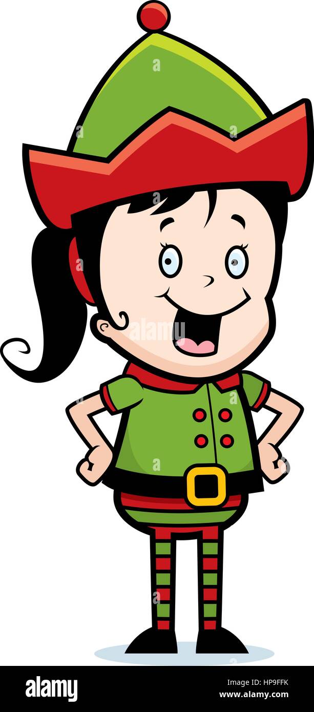 A happy cartoon Christmas elf standing and smiling Stock Vector Image ...