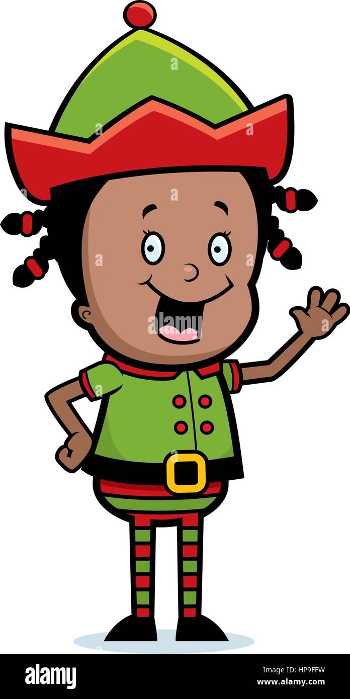 A happy cartoon Christmas elf waving and smiling Stock Vector Image ...