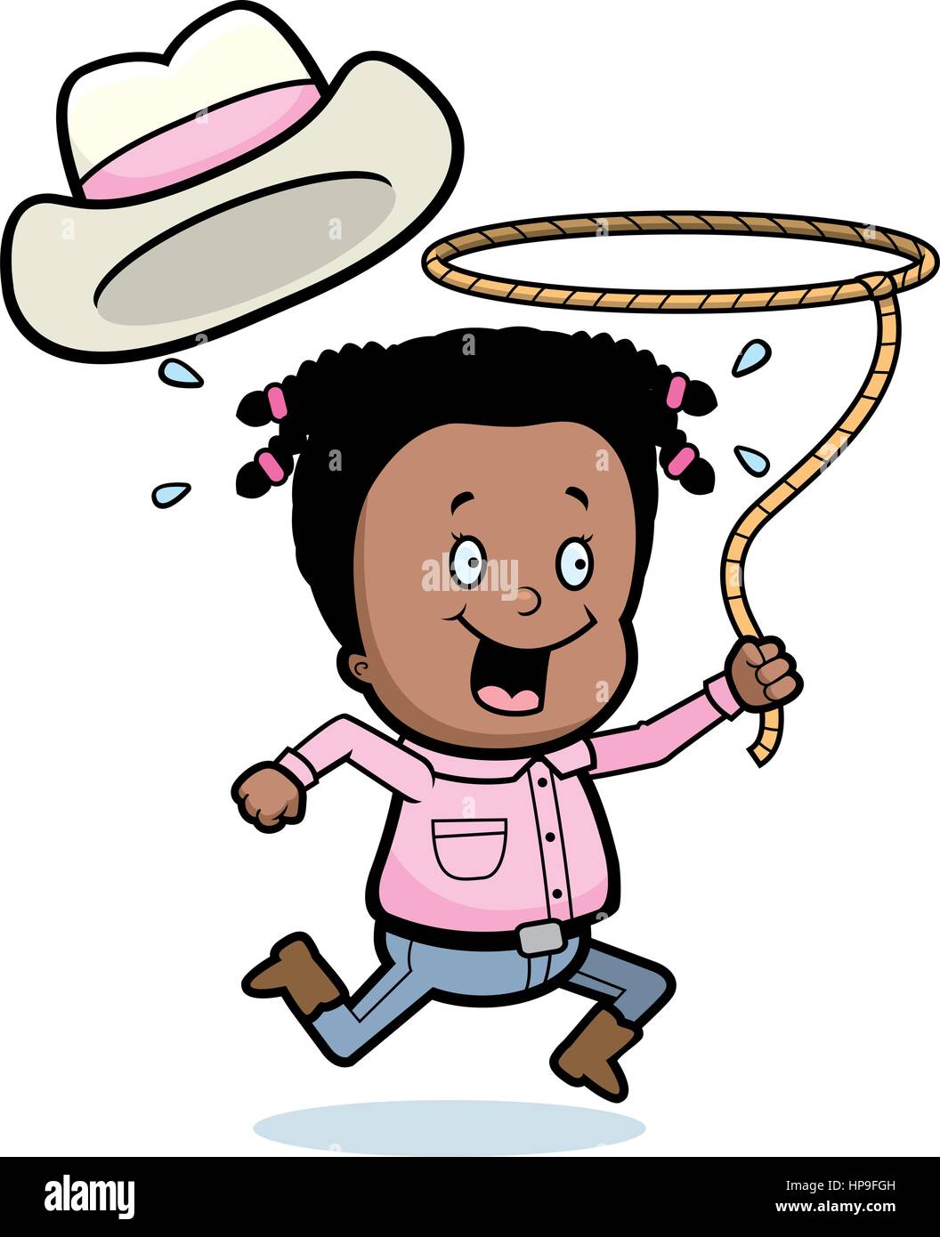 Happy cartoon girl lasso hi-res stock photography and images - Alamy