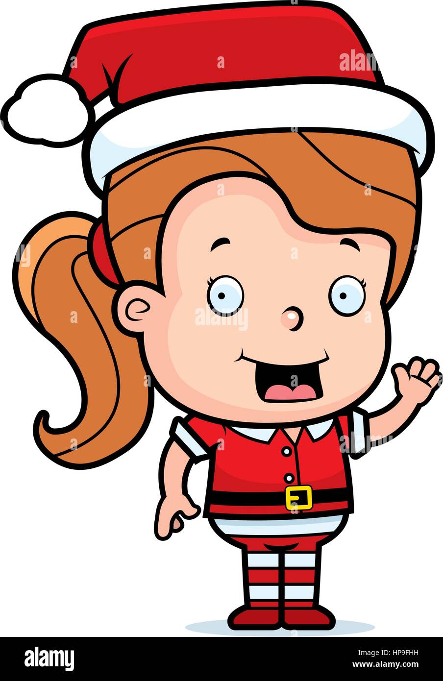 A happy cartoon Christmas elf waving and smiling Stock Vector Image ...