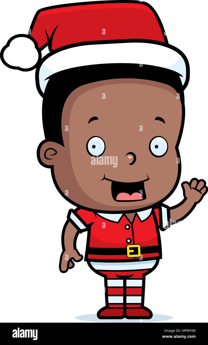 A happy cartoon Christmas elf waving and smiling Stock Vector Image ...
