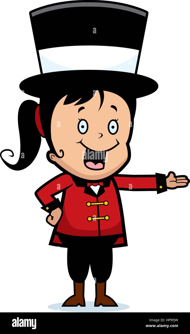A happy cartoon child ringmaster smiling and presenting Stock Vector ...