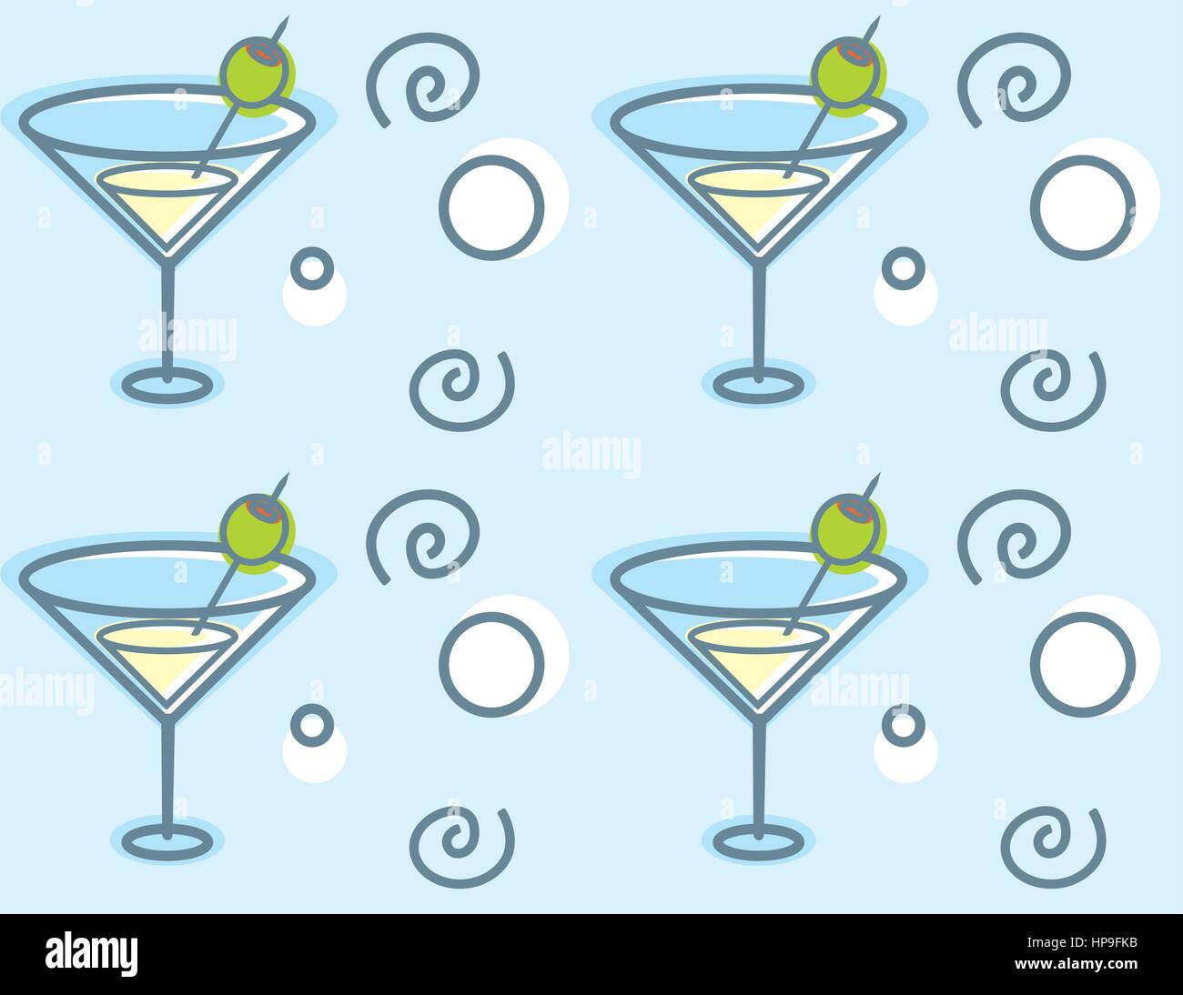 A cartoon martini glass seamless repeating pattern Stock Vector Image ...