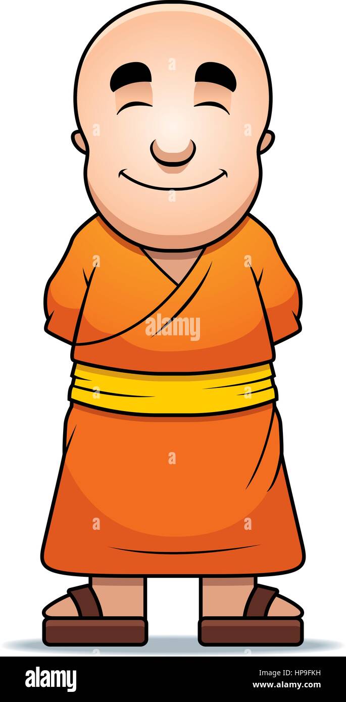 A happy cartoon Buddhist monk standing and smiling Stock Vector Image ...