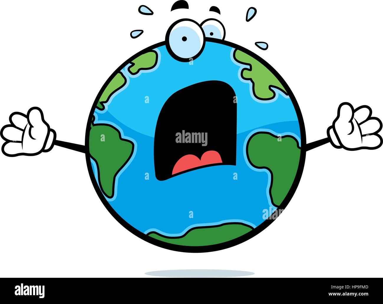A cartoon planet Earth with a scared expression Stock Vector Image ...