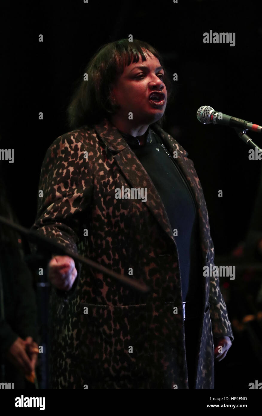 Shadow Home Secretary Diane Abbott addresses demonstrators as they ...