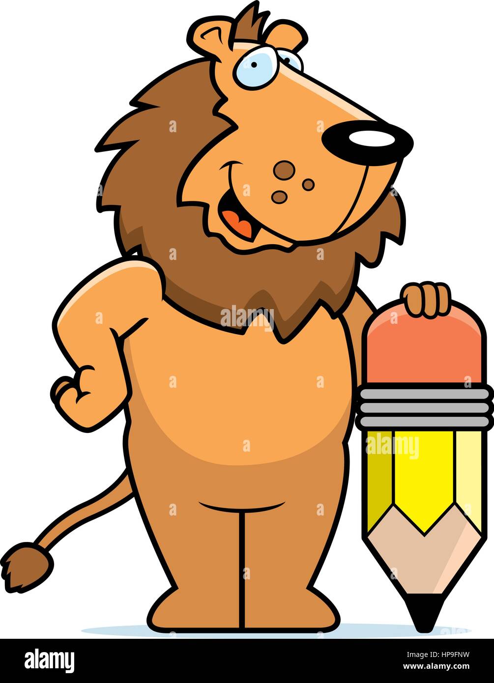 A happy cartoon lion with a pencil Stock Vector Image & Art - Alamy