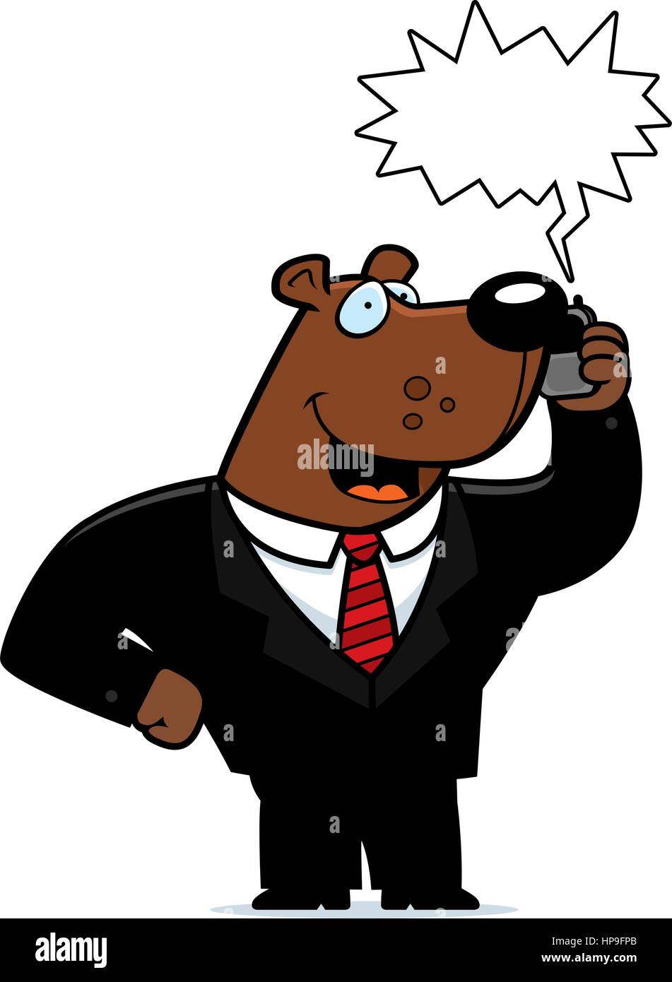 A cartoon bear in a suit talking on a cell phone Stock Vector Image ...