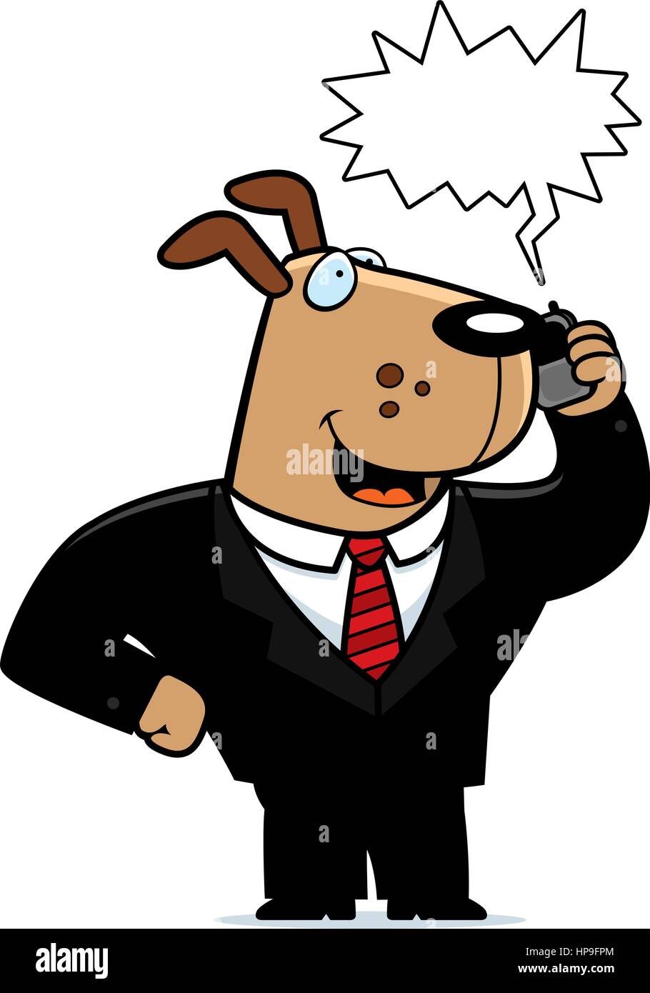 A cartoon dog in a suit talking on a cell phone Stock Vector Image ...