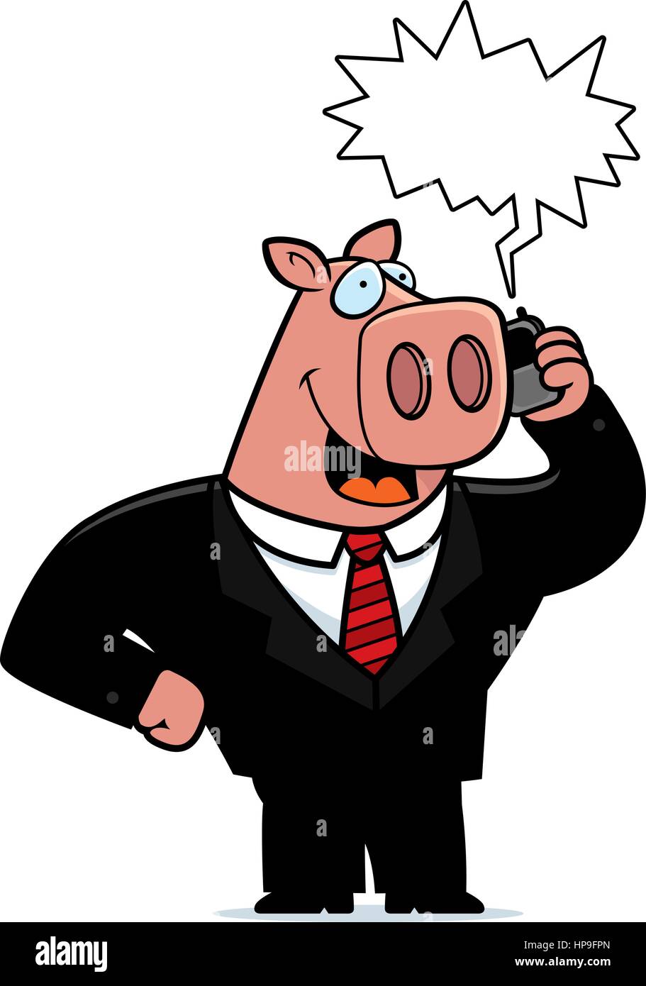 A cartoon pig in a suit talking on a cell phone Stock Vector Image ...