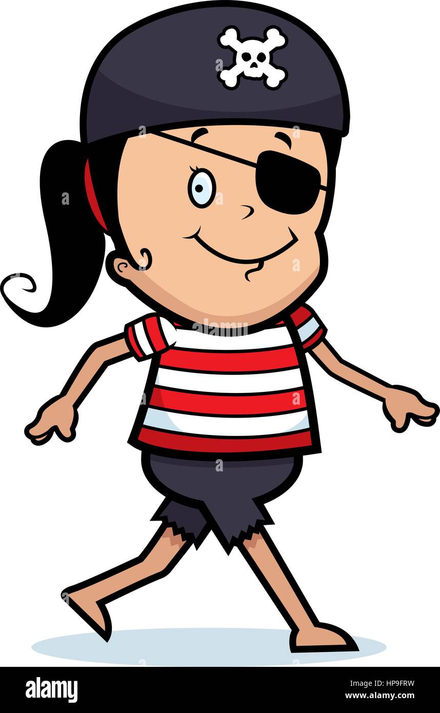 A happy cartoon pirate child walking and smiling Stock Vector Image ...