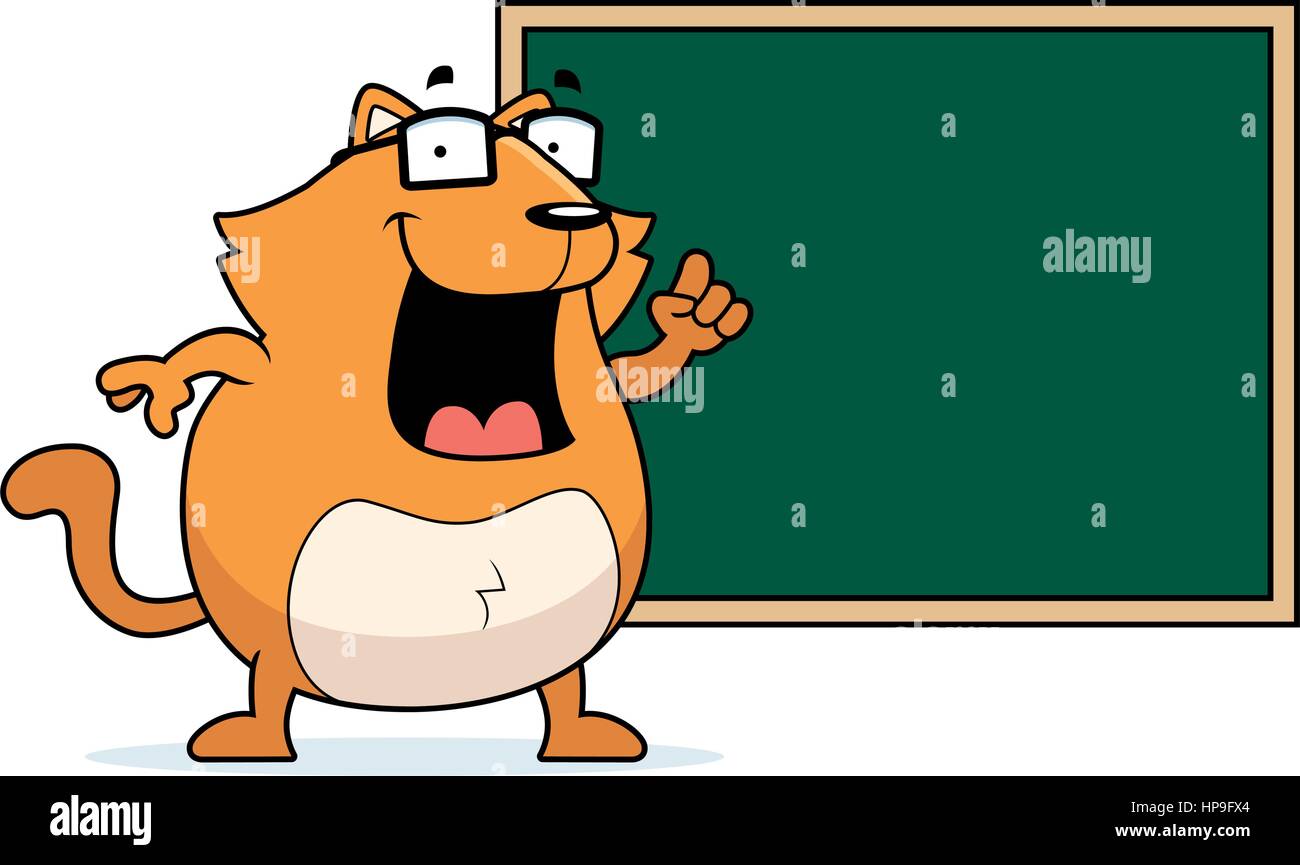 A happy cartoon cat at a chalkboard in school Stock Vector Image & Art ...