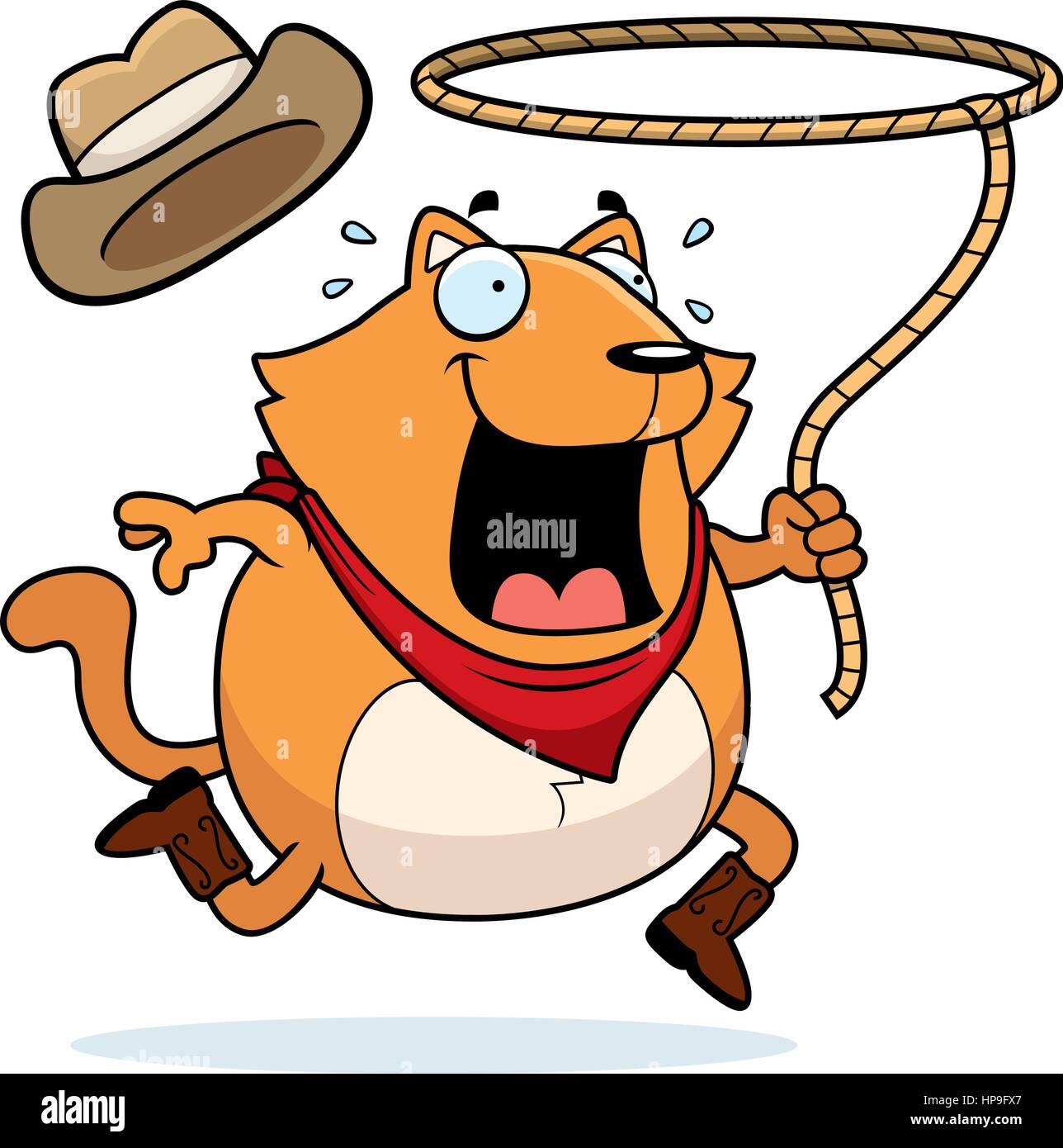 A happy cartoon rodeo cat with a lasso Stock Vector Image & Art - Alamy