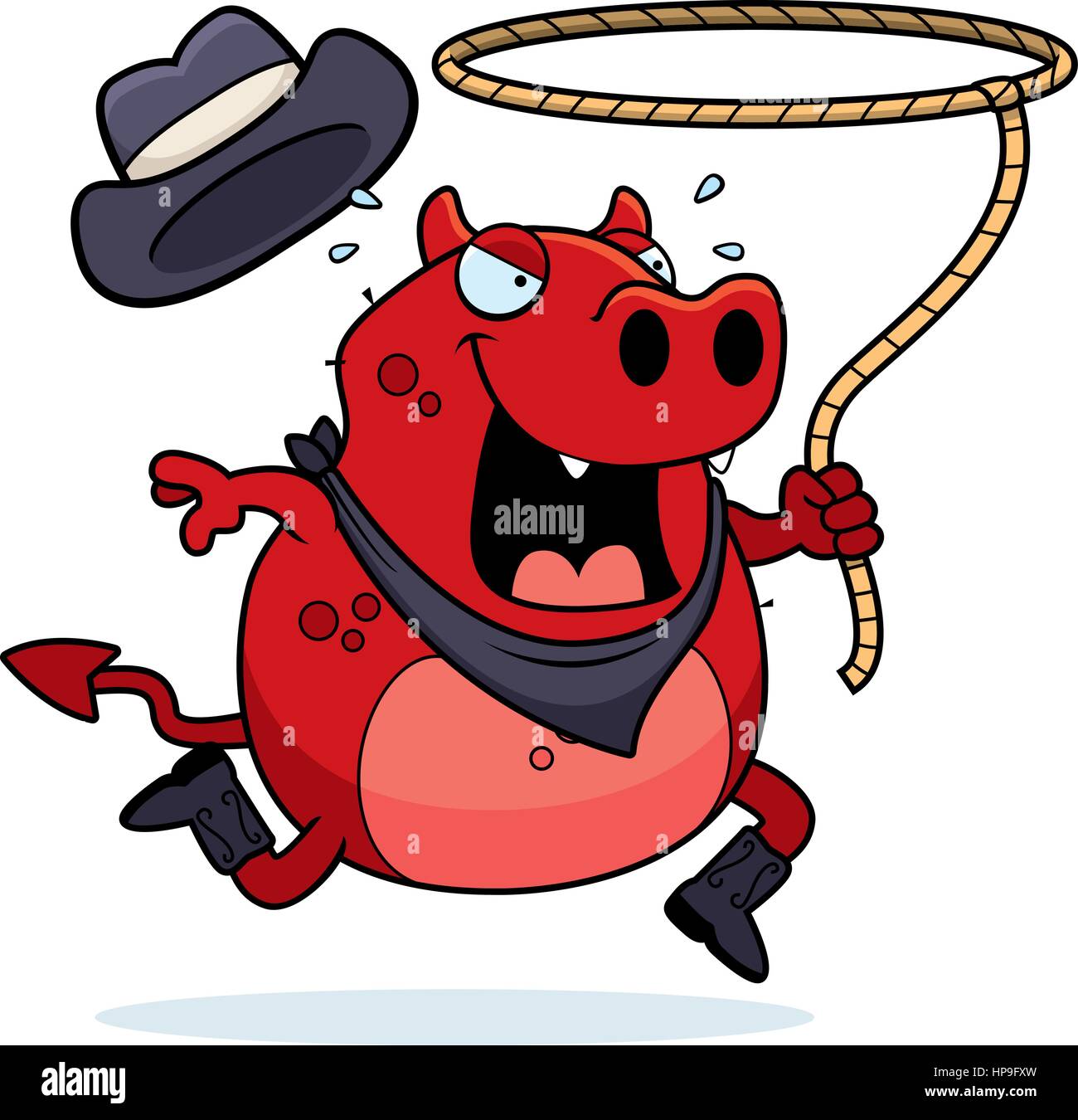 A happy cartoon rodeo devil running with a lasso Stock Vector Image ...