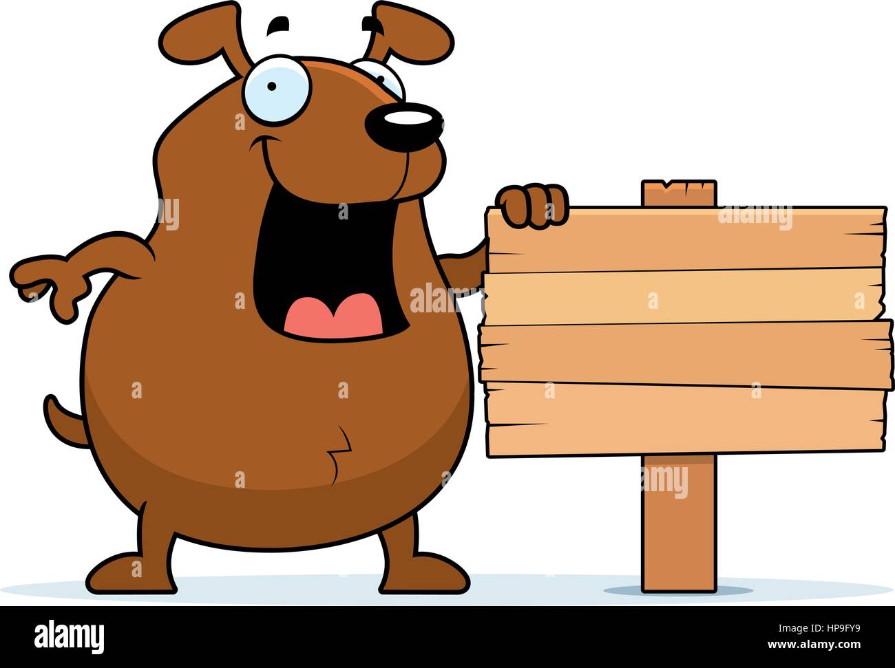 A happy cartoon dog standing next to a sign Stock Vector Image & Art ...