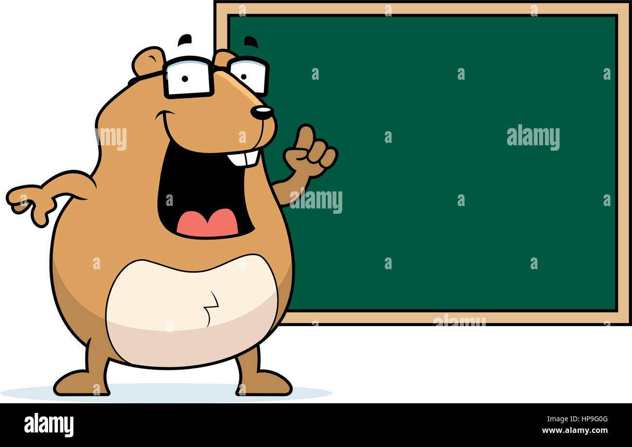 A happy cartoon hamster at a chalkboard in school Stock Vector Image ...