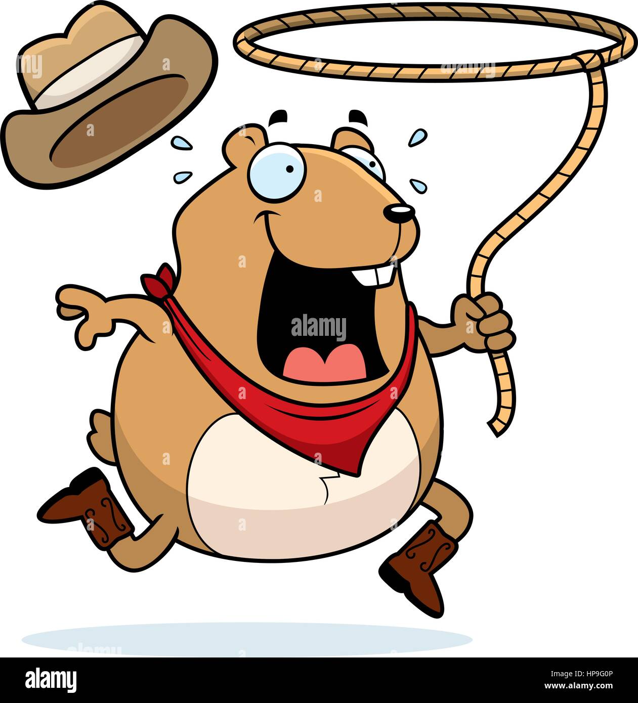 A happy cartoon rodeo hamster with a lasso Stock Vector Image & Art - Alamy