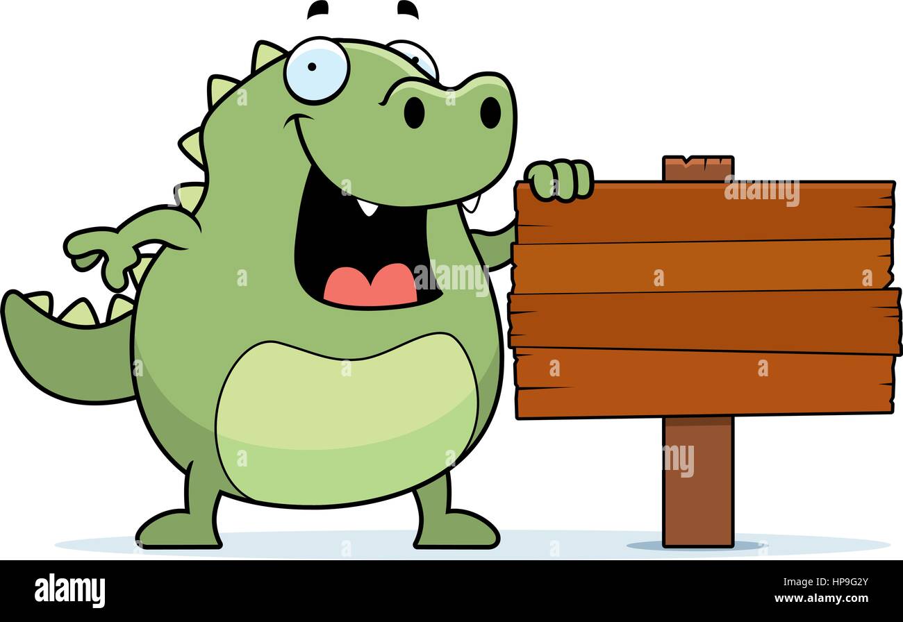 A happy cartoon lizard standing next to a sign Stock Vector Image & Art ...