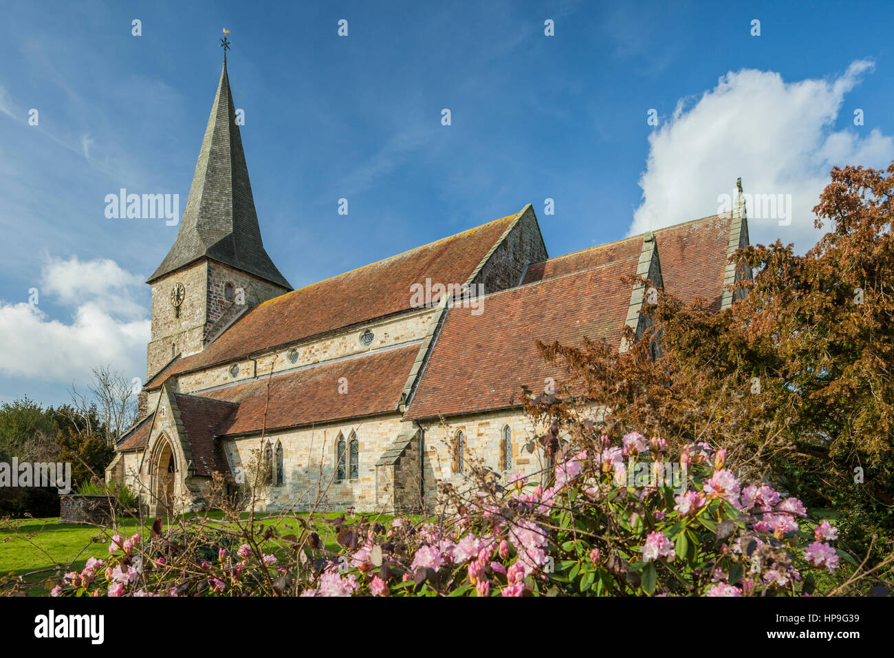 Early spring day in Old Heathfield village, East Sussex, England. High ...