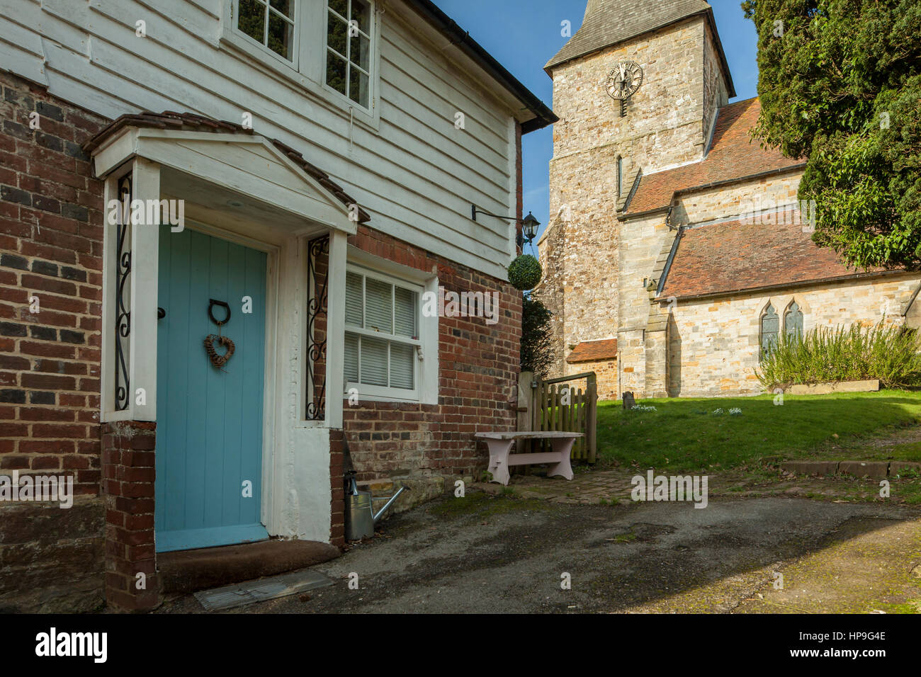 Early spring day in Old Heathfield village, East Sussex, England. High ...