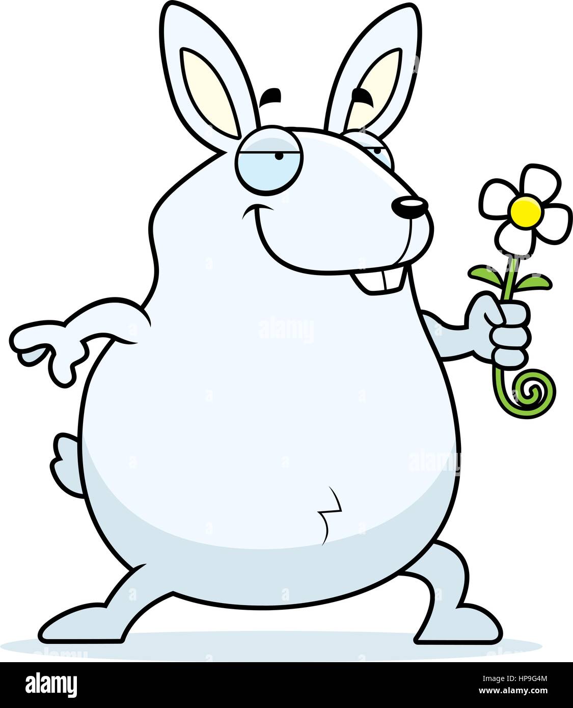 A happy cartoon rabbit with a flower Stock Vector Image & Art - Alamy