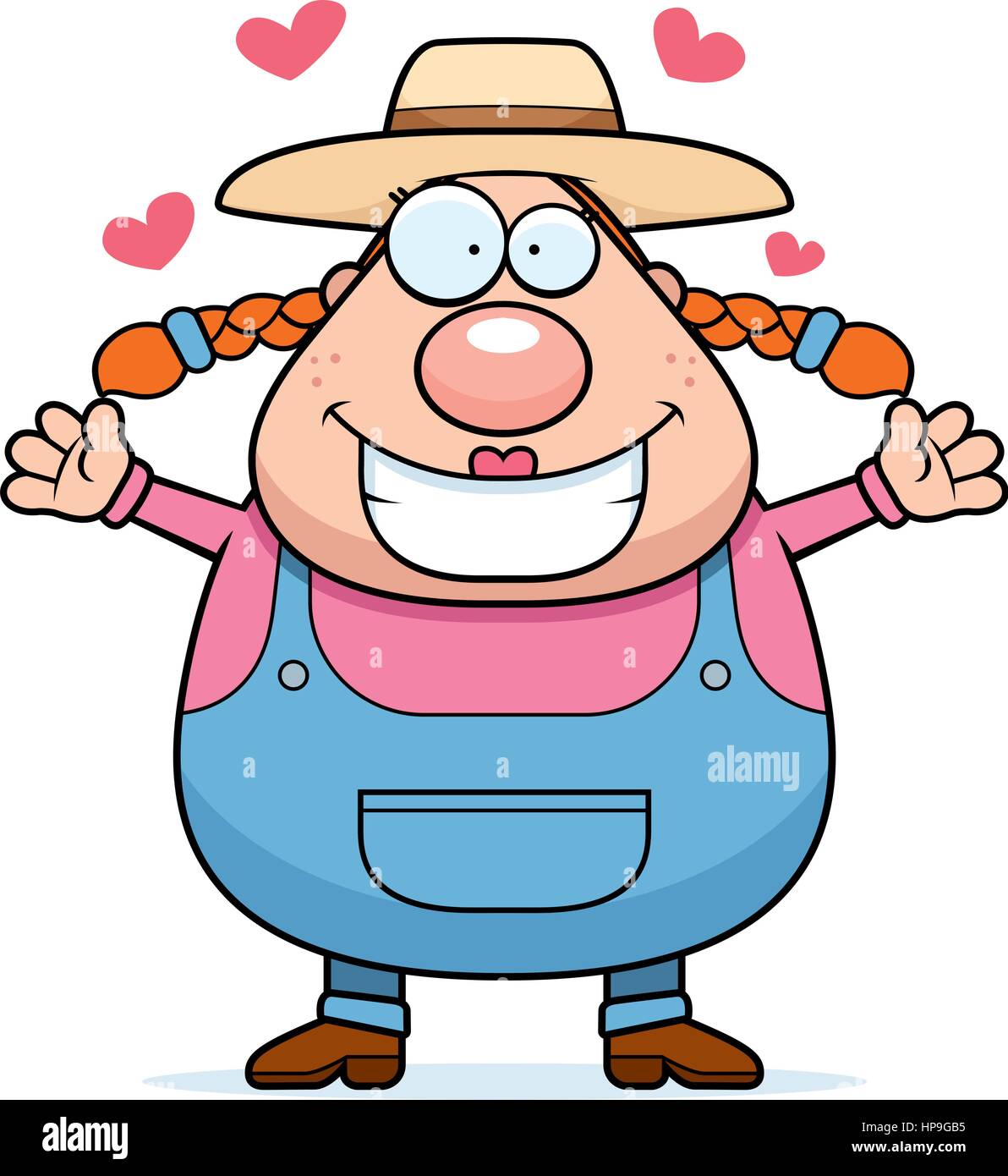 A happy cartoon farm girl ready to give a hug Stock Vector Image & Art ...