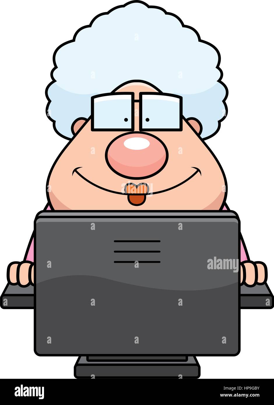 A cartoon grandma in front of a computer Stock Vector Image & Art - Alamy