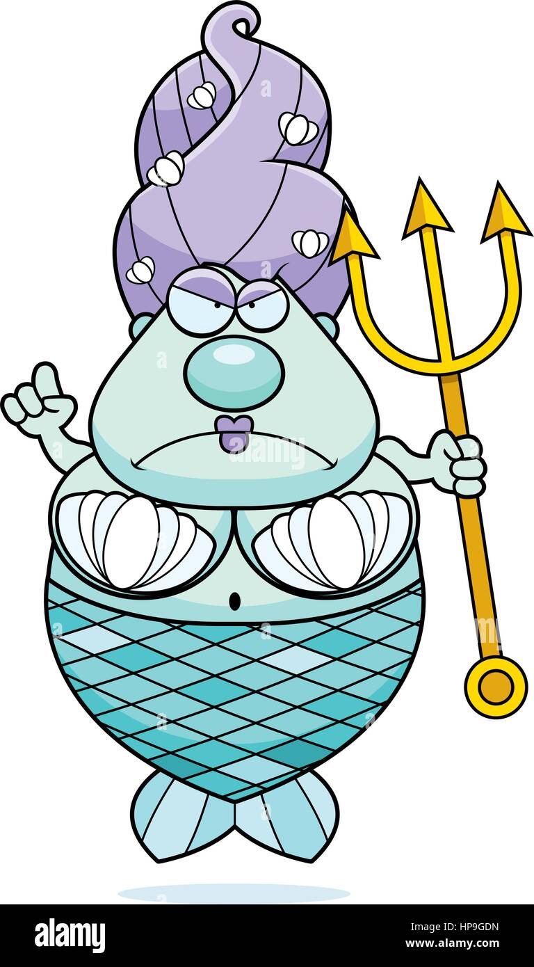 A cartoon mermaid woman with an angry expression Stock Vector Image ...