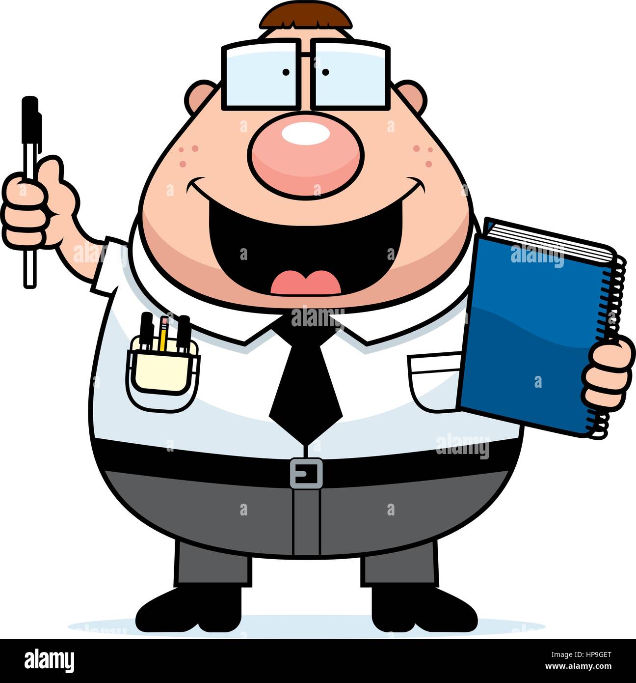 A happy cartoon nerd with a notebook and pen Stock Vector Image & Art ...