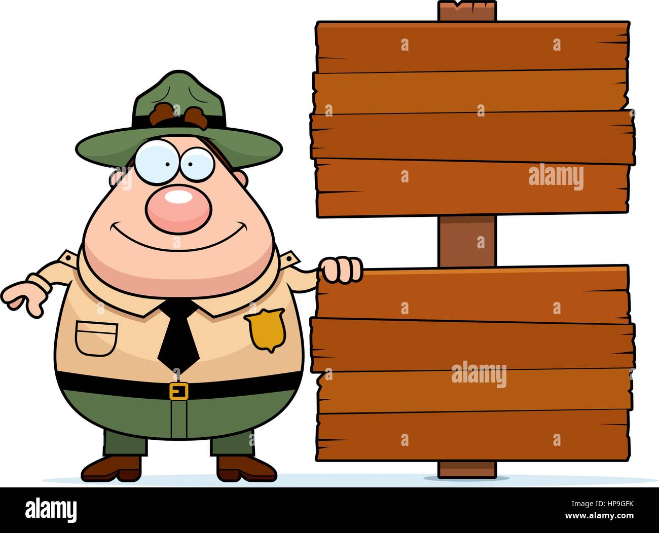 A happy cartoon park ranger with a wood sign Stock Vector Image & Art ...