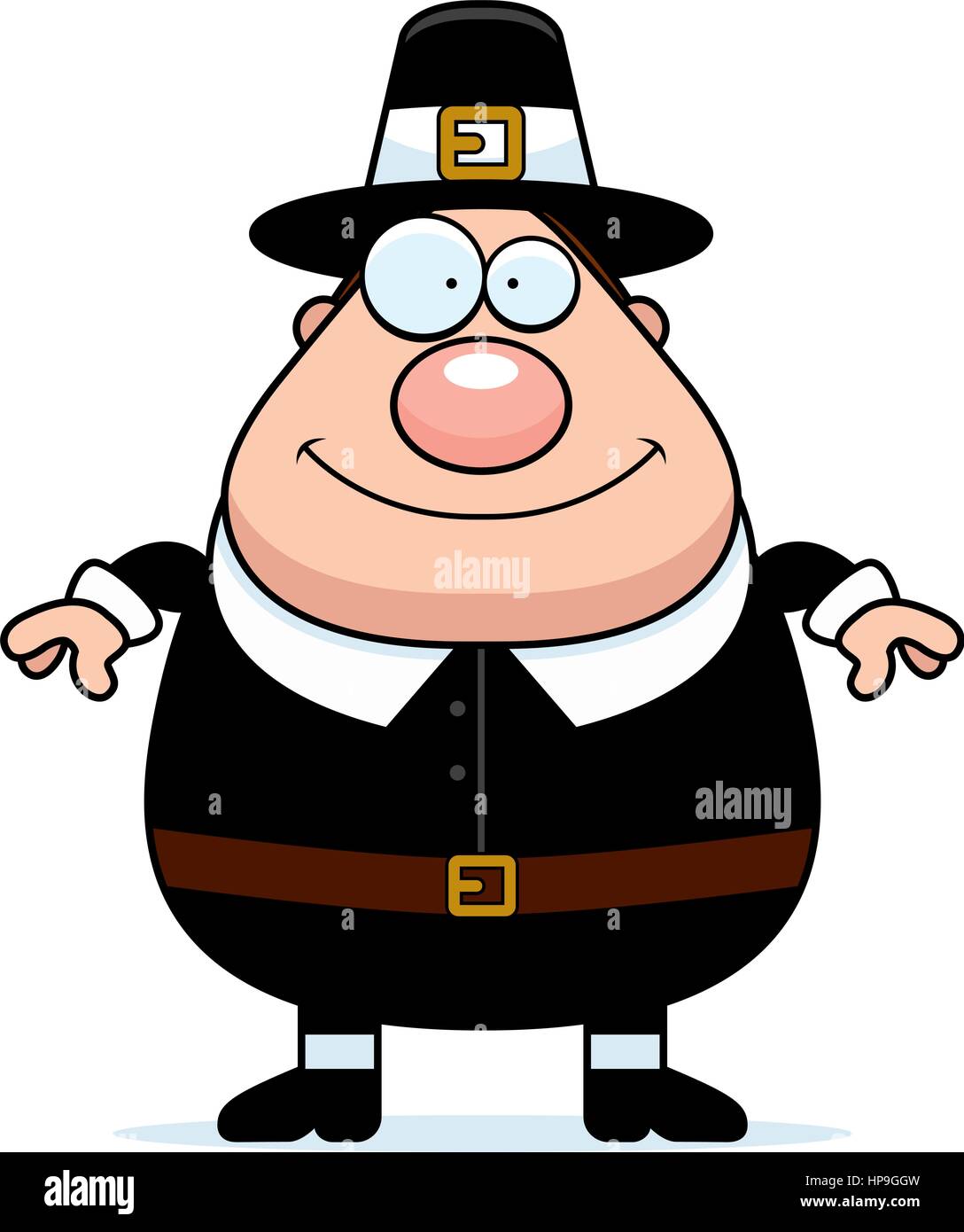 A happy cartoon pilgrim man standing and smiling Stock Vector Image ...