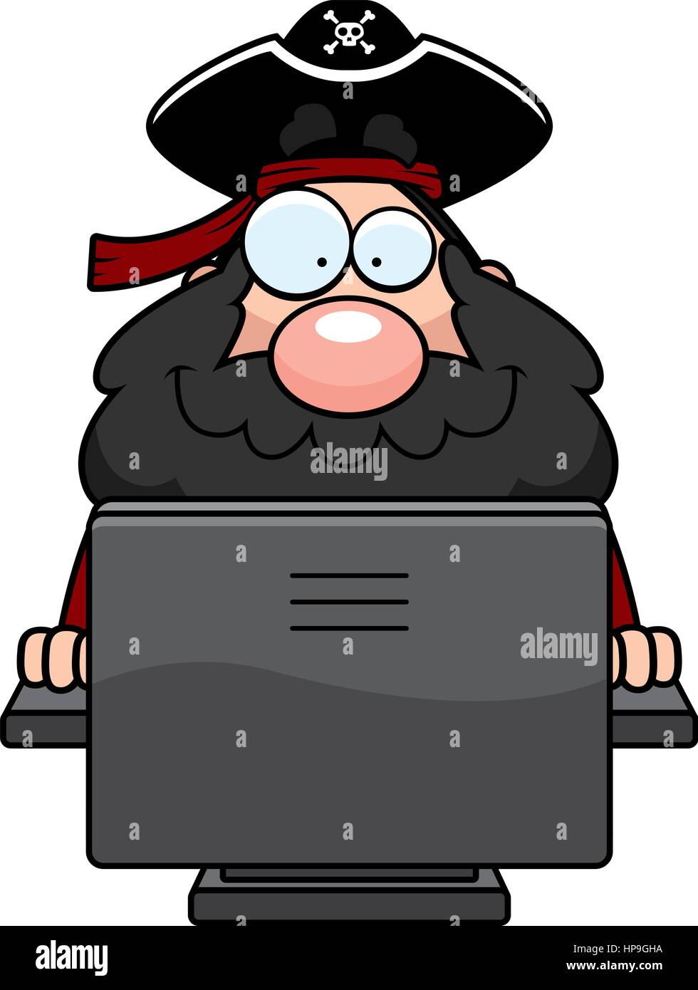 A cartoon pirate in front of a computer Stock Vector Image & Art - Alamy