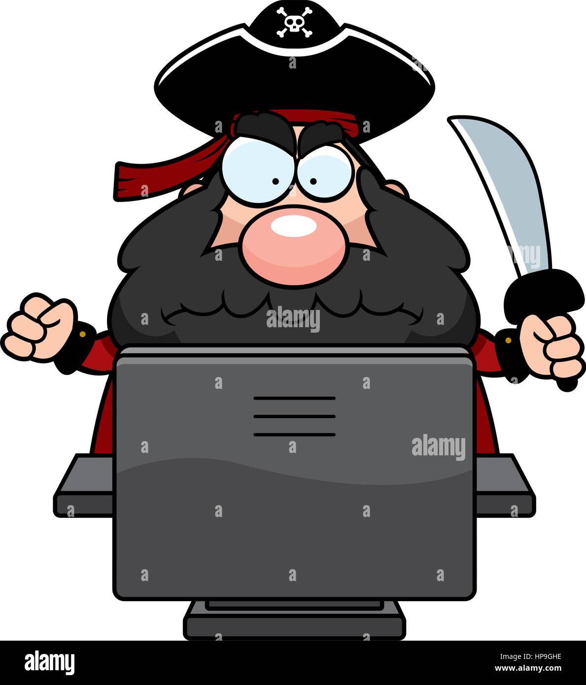 A cartoon pirate in front of a computer Stock Vector Image & Art - Alamy