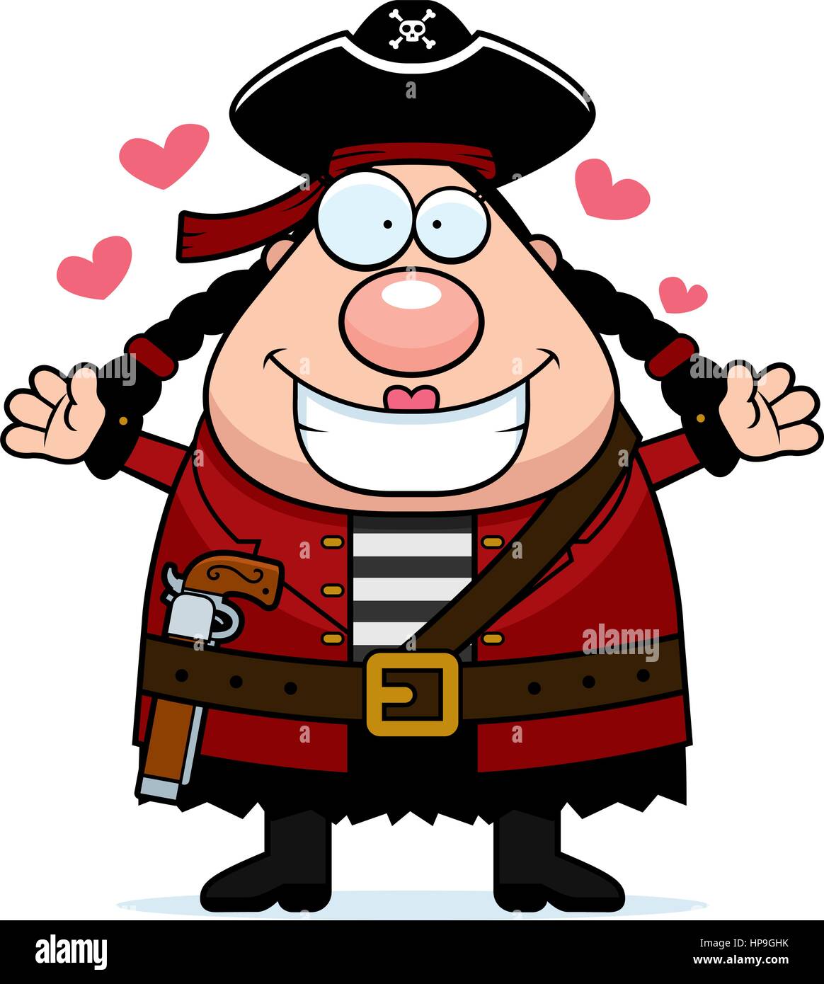 A happy cartoon pirate woman ready to give a hug Stock Vector Image ...