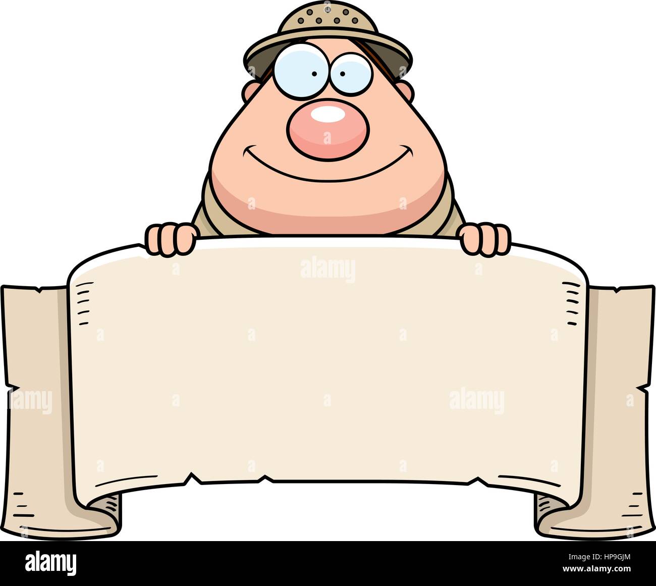 A cartoon explorer with a paper banner Stock Vector Image & Art - Alamy