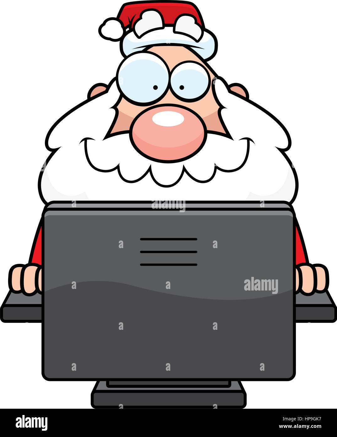 A cartoon Santa Claus in front of a computer Stock Vector Image & Art ...