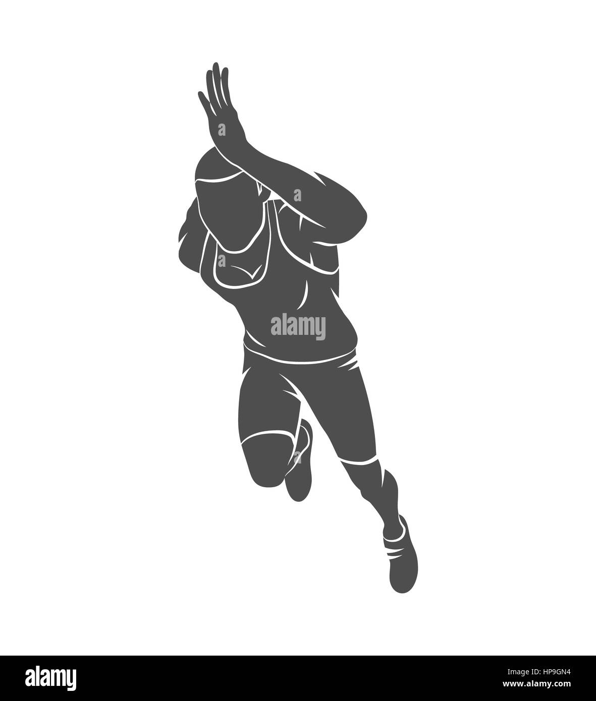 Silhouette runners on short distances sprinter on a white background ...