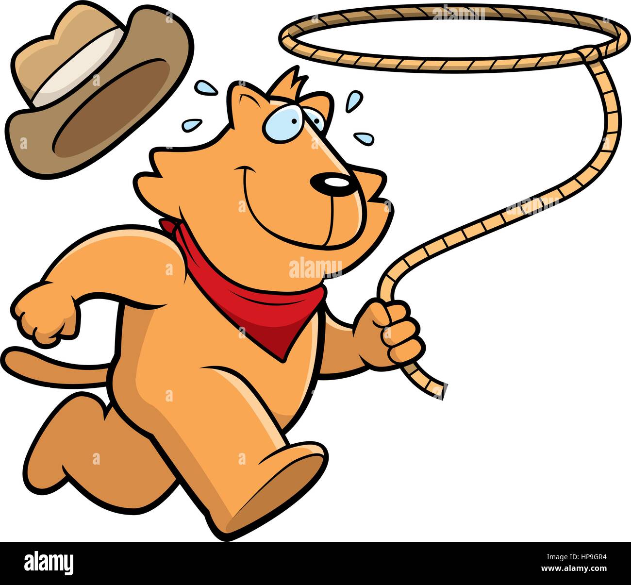 A happy cartoon rodeo cat running with a lasso Stock Vector Image & Art ...
