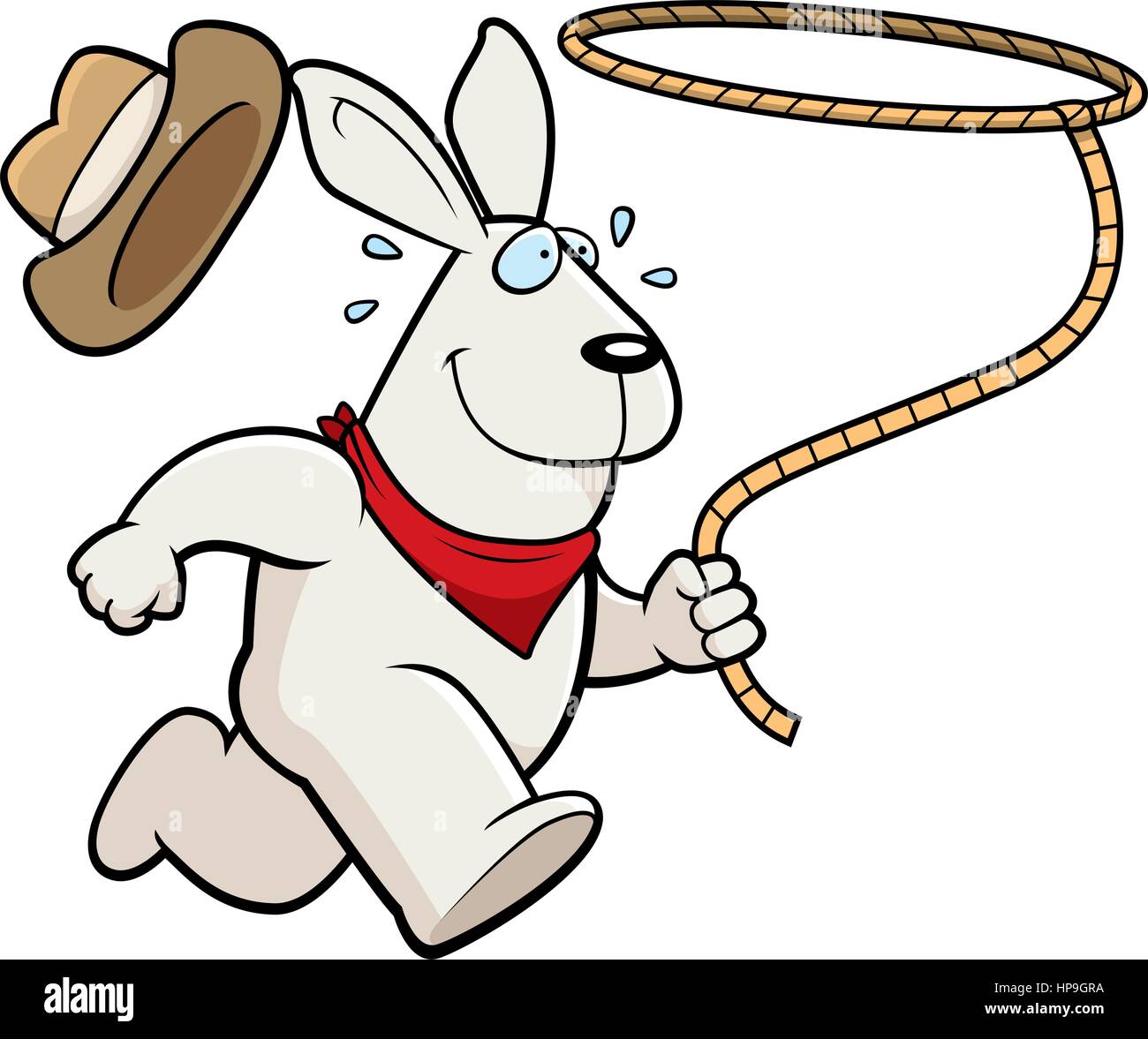 A happy cartoon rodeo rabbit running with a lasso Stock Vector Image ...