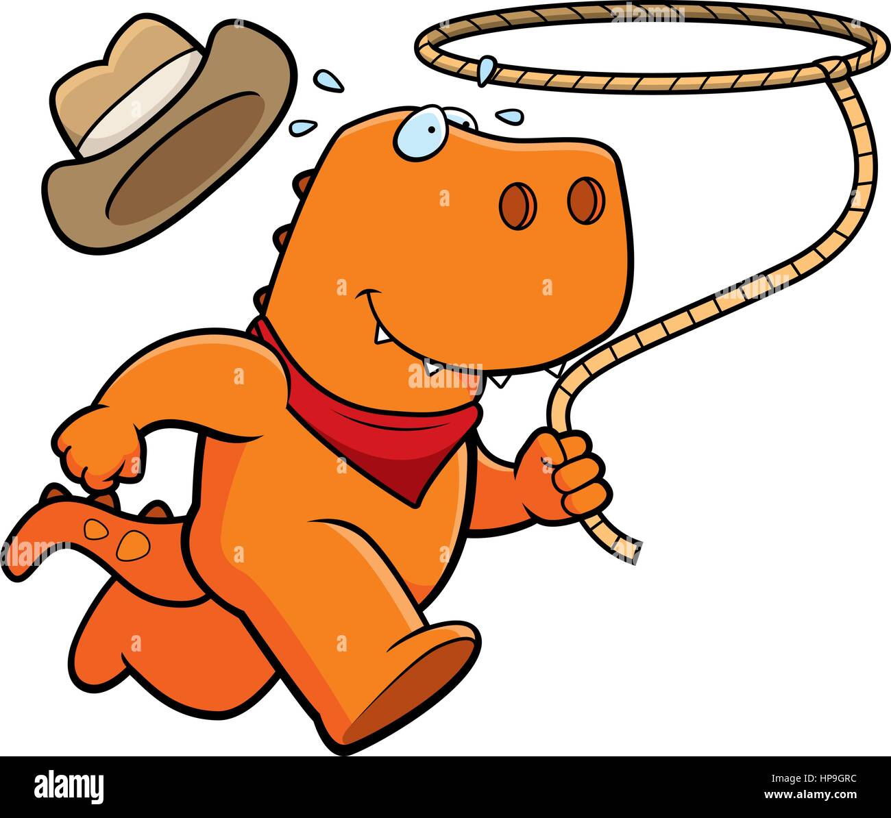 A happy cartoon rodeo dinosaur running with a lasso Stock Vector Image ...