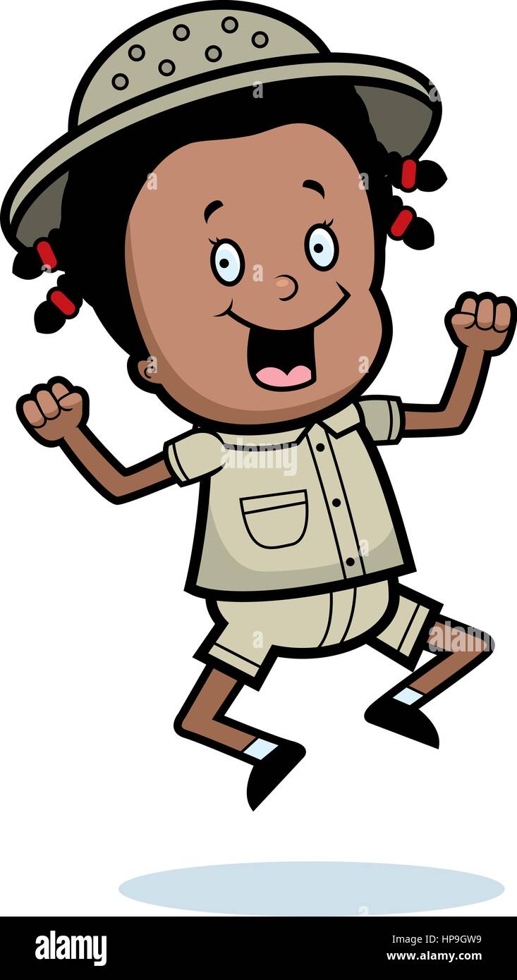 A happy cartoon child explorer jumping and smiling Stock Vector Image ...