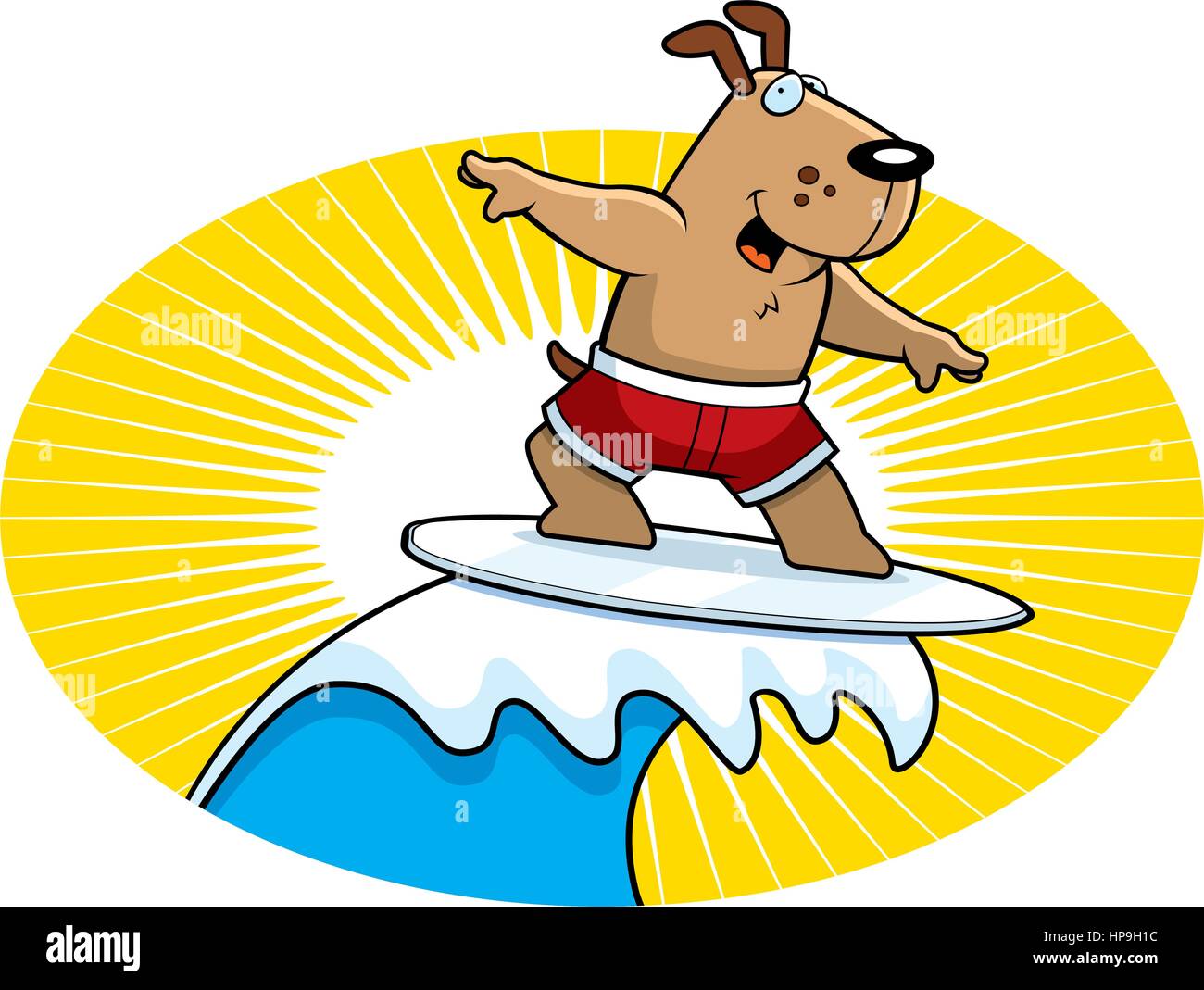 Happy cartoon dog surfing smiling hi-res stock photography and images ...