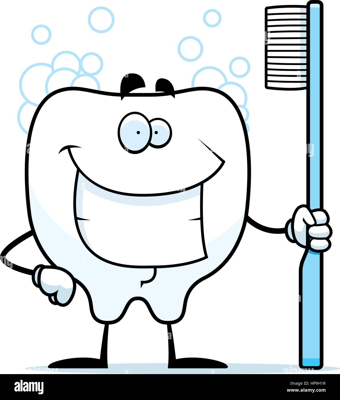 A cartoon clean tooth with a toothbrush Stock Vector Image & Art - Alamy