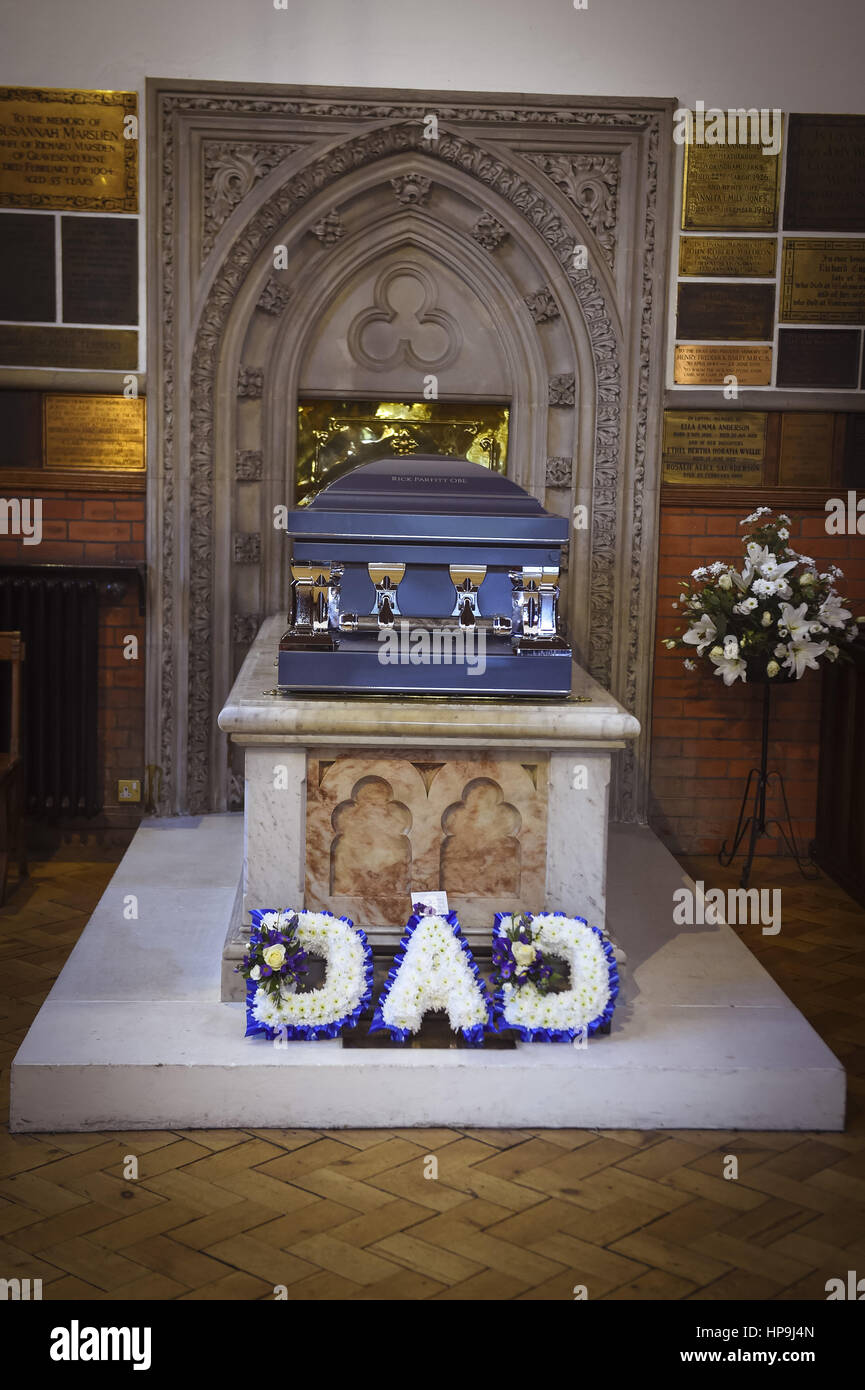 The funeral of Status Quo guitarist Rick Parfitt at Woking Crematorium ...