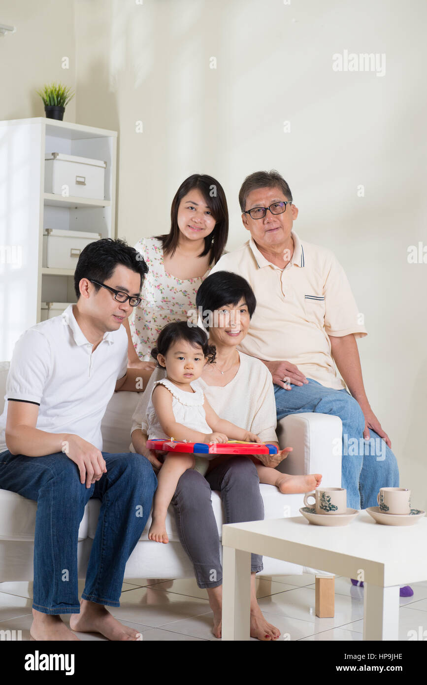 multi generation asian family at home Stock Photo - Alamy